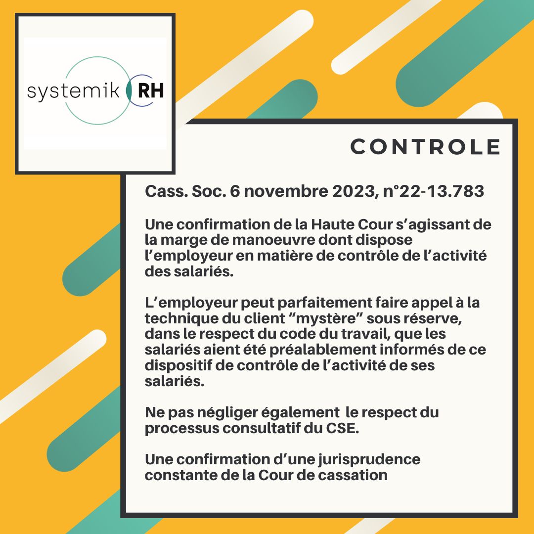 Association Systemik RH » Contrôle de l’activité des salariés: le client mystère